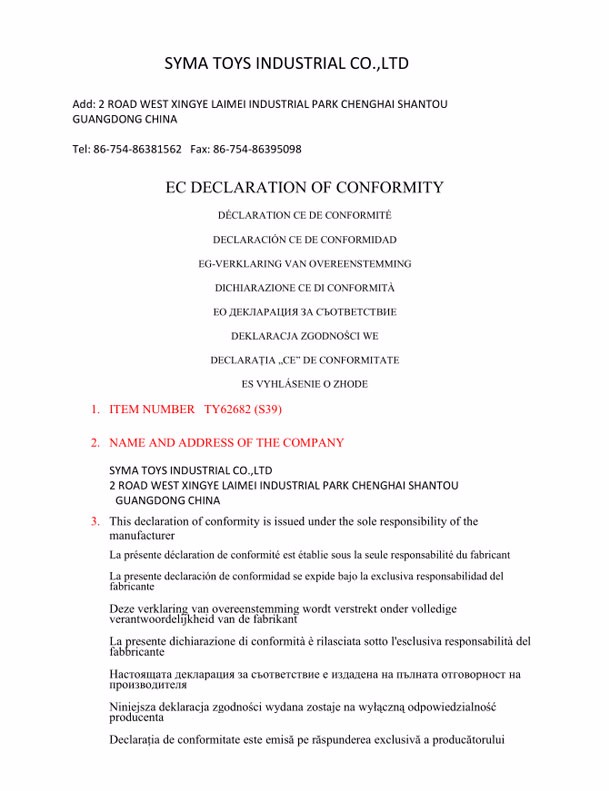 X39 Radio Equipment Directive - Cert - SYMA Official Site
